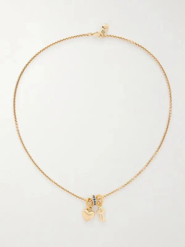 ROXANNE ASSOULIN The Itsy Bitsy Initial Tone Sapphire Necklace - Gold