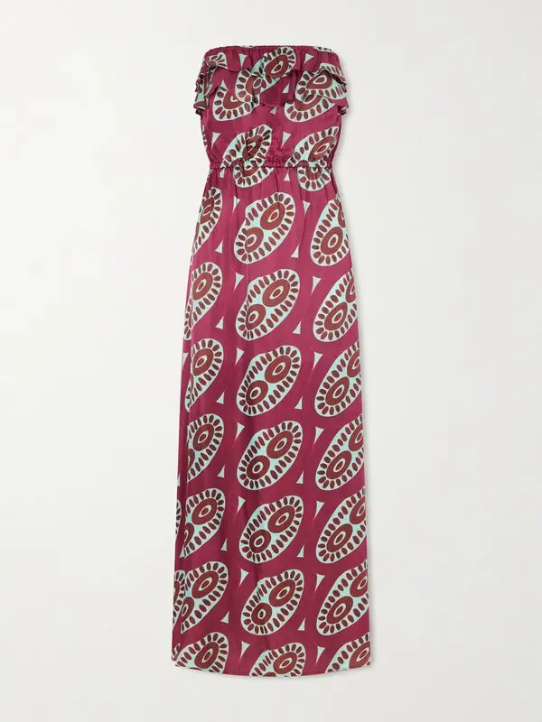 Themis Z Selene Printed Ruffled Silk-blend Maxi Dress - Multi