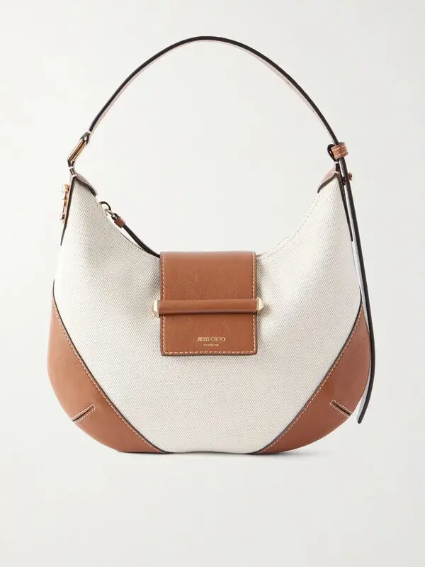 JIMMY CHOO Bar Small Canvas And Leather Shoulder Bag - Brown