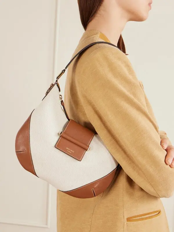 JIMMY CHOO Bar Small Canvas And Leather Shoulder Bag - Brown