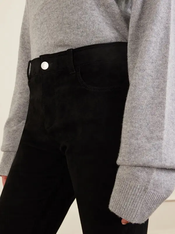 Stouls Dean Flared Suede Trousers - Black