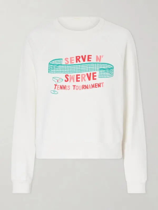 MOTHER The Itty Concert Printed Cotton-jersey Sweater - Neutrals