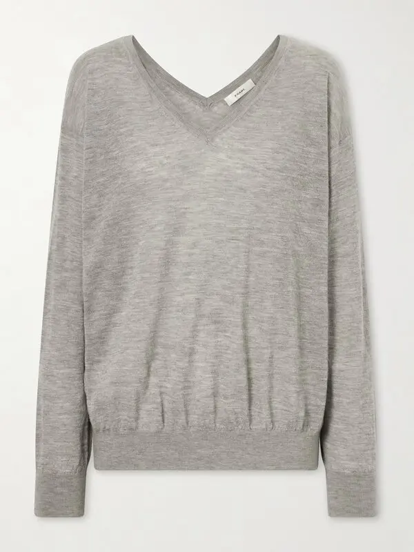 FRAME V-neck Cashmere Sweater - Gray