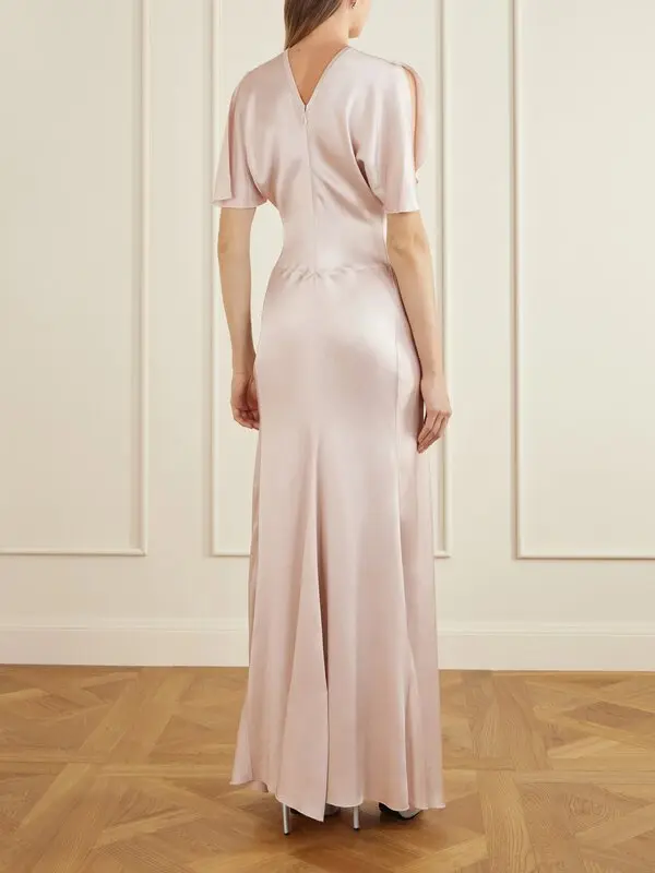 Victoria Beckham Isabella Ruched Satin Maxi Dress - Pink