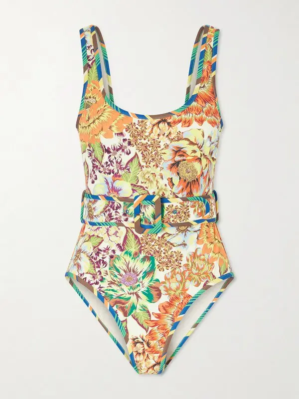 ALEMAIS Charlie Belted Floral-print One-piece Swimsuit - Multi