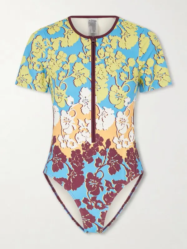 ALEMAIS Splice Open-back Printed Half-zip Swimsuit - Multi
