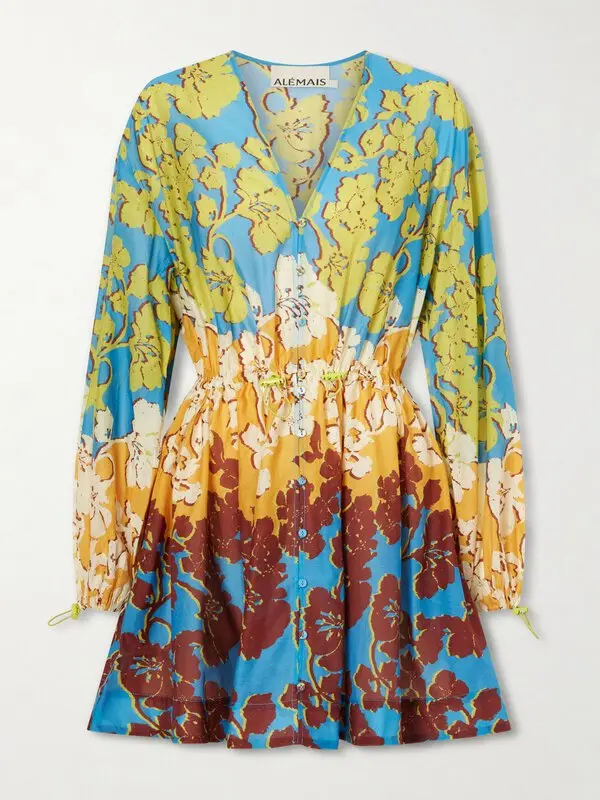 ALEMAIS Splice Cotton And Silk-blend Mini Dress - Multi