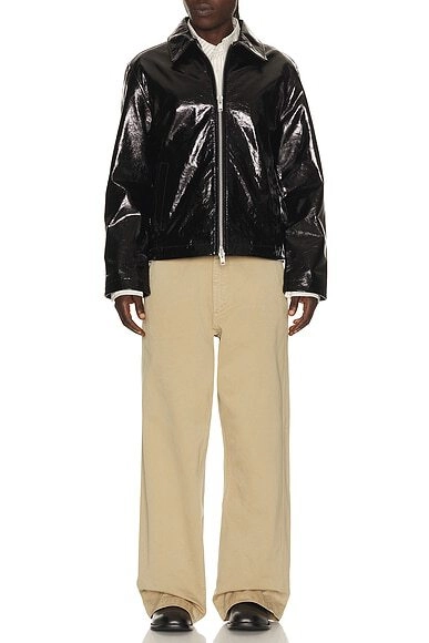 SUNFLOWER Leather Short Jacket With Zip Closure