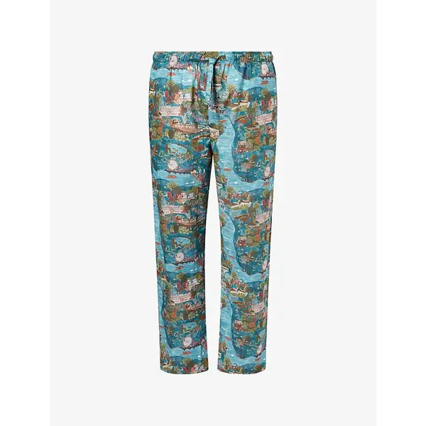 Derek Rose Ledbury Cotton Lounge Trousers - Multi-coloured