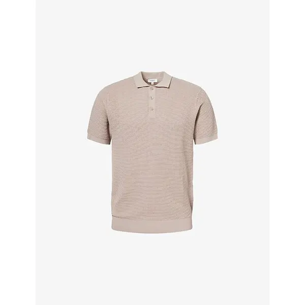 ARNE Short-sleeve Rib-knit Cotton Polo Shirt