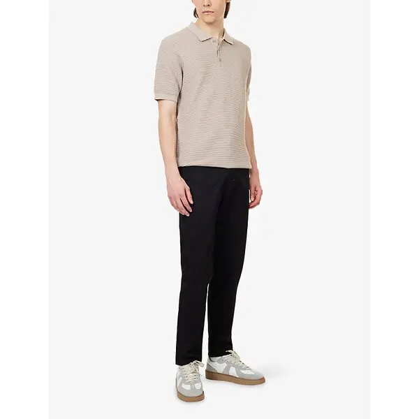 ARNE Short-sleeve Rib-knit Cotton Polo Shirt