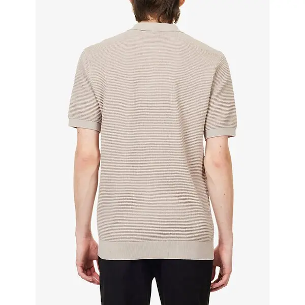 ARNE Short-sleeve Rib-knit Cotton Polo Shirt