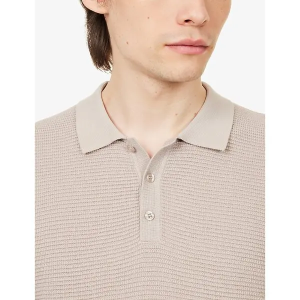 ARNE Short-sleeve Rib-knit Cotton Polo Shirt