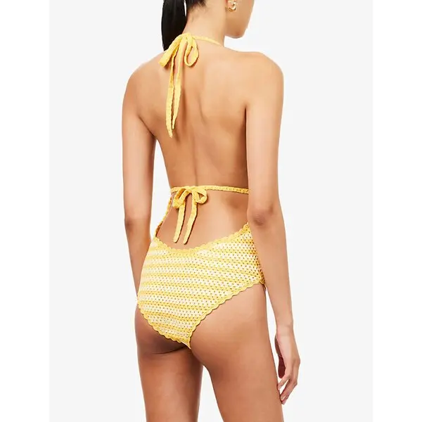 Simkhai Karoline Halterneck Crochet Swimsuit - Mango Multi