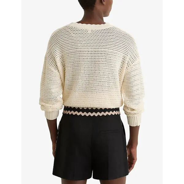 REISS Mila Wave-trim Linen Shorts - Black