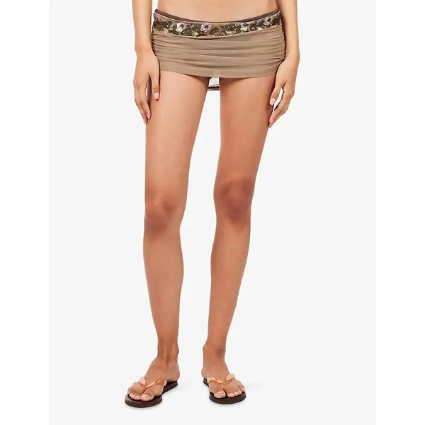 JADED LONDON Dalya Sequin-trim Bikini Bottoms