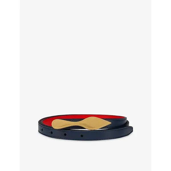 CHRISTIAN LOUBOUTIN Bettina Reverse Leather Belt - Marine/loubi/gold