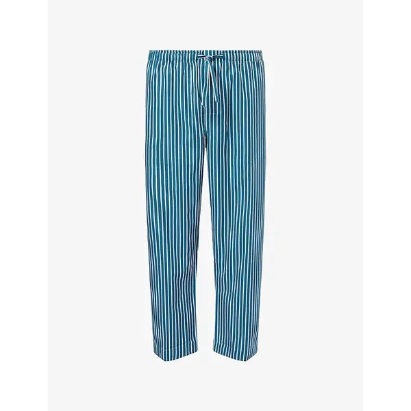 Derek Rose Royal Stripe Cotton Lounge Trousers - Blue