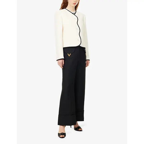 Valentino Garavani Logo Plaque Wool-blend Trousers