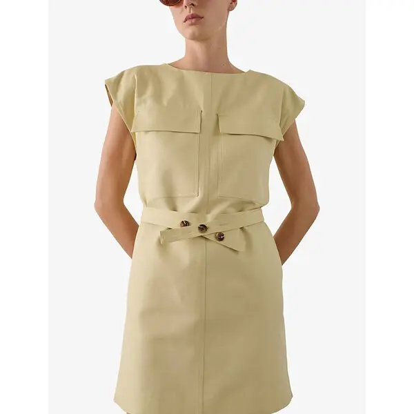 Soeur Imane Cotton Linen Mini Dress - Creme