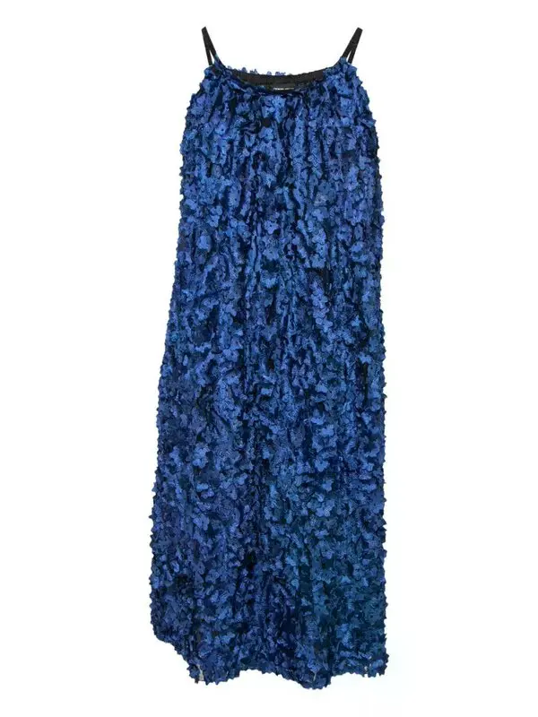 Giorgio Armani Sleeveless Midi Dress With Floral Appliqu - Blue