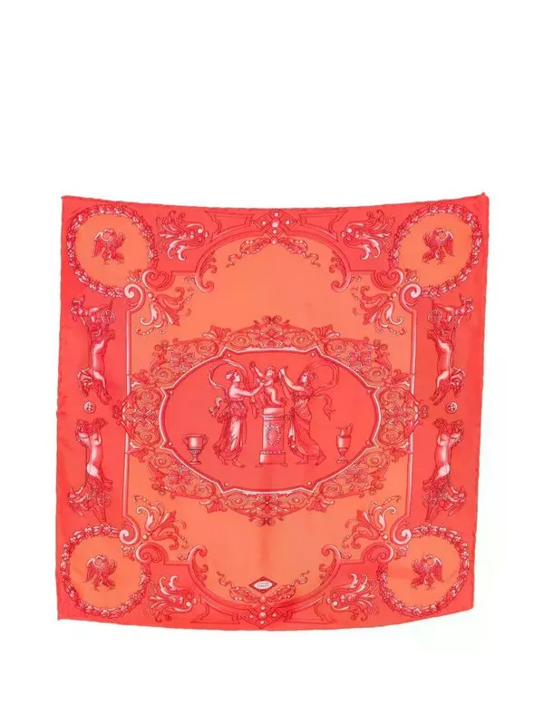 Versace 2000s Baroque-print Handkerchief - Red