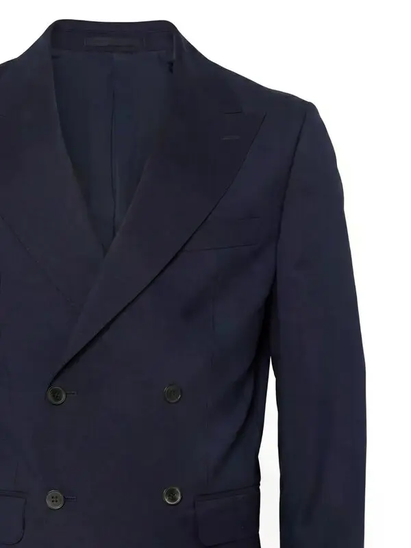 LOW BRAND Double-breasted Peak-lapel Blazer - Blue