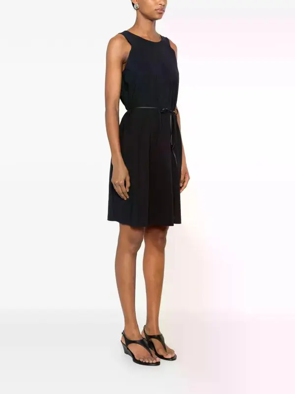 RRD Sleeveless Round Neck Belted Dress - Blue
