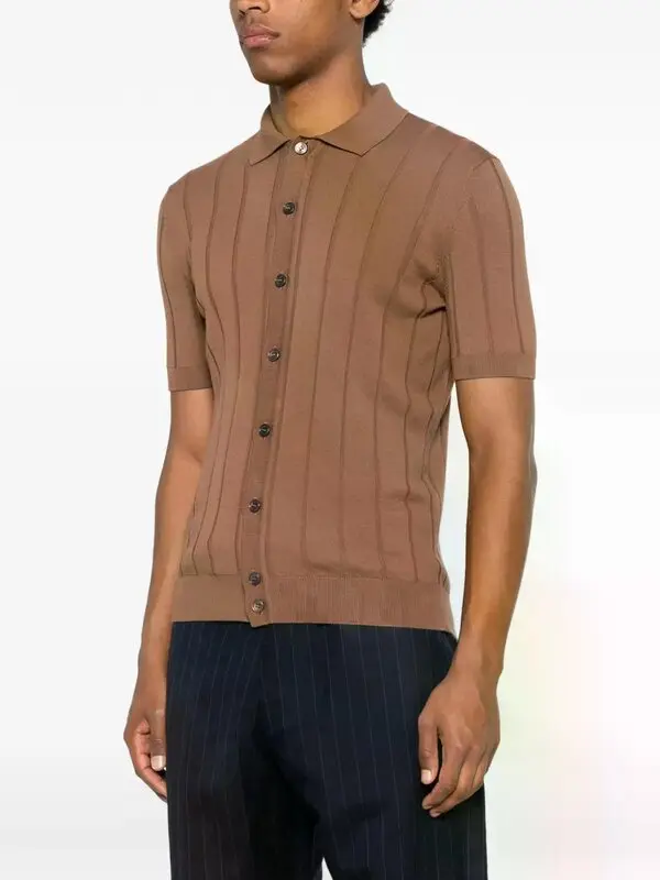 GRAN SASSO Ribbed-knit Short-sleeve Shirt