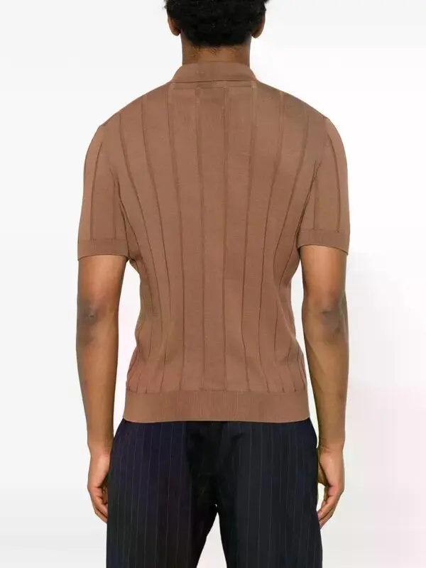 GRAN SASSO Ribbed-knit Short-sleeve Shirt