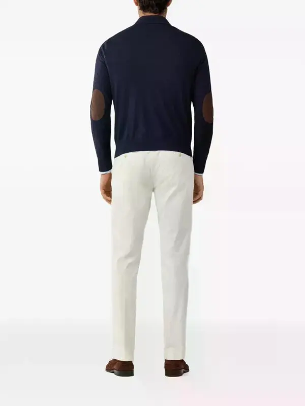 HACKETT  Half-zip Sweater With Suede Elbow Patches - Blue