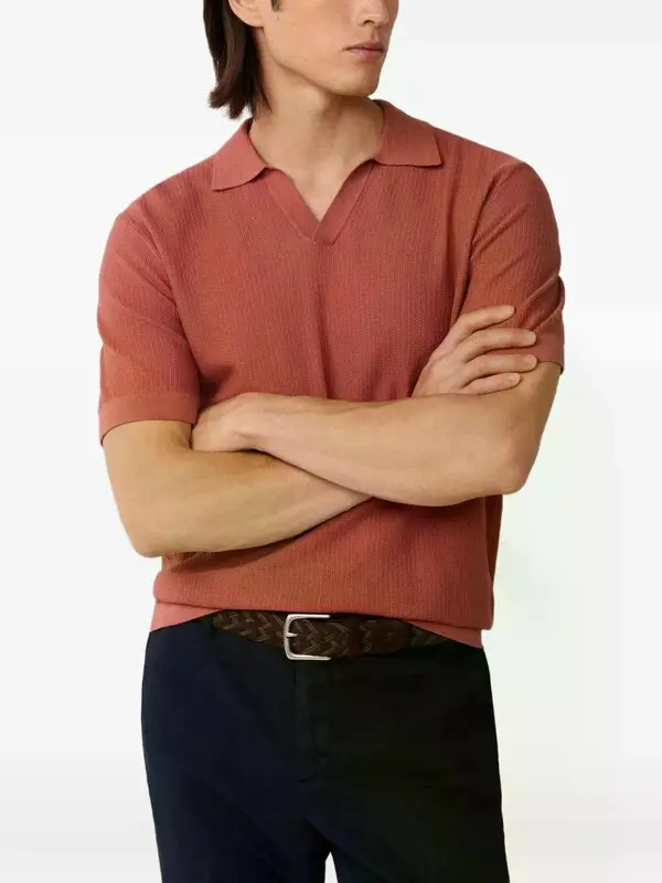 HACKETT LONDON Riviera-collar Textured-knit Polo Shirt