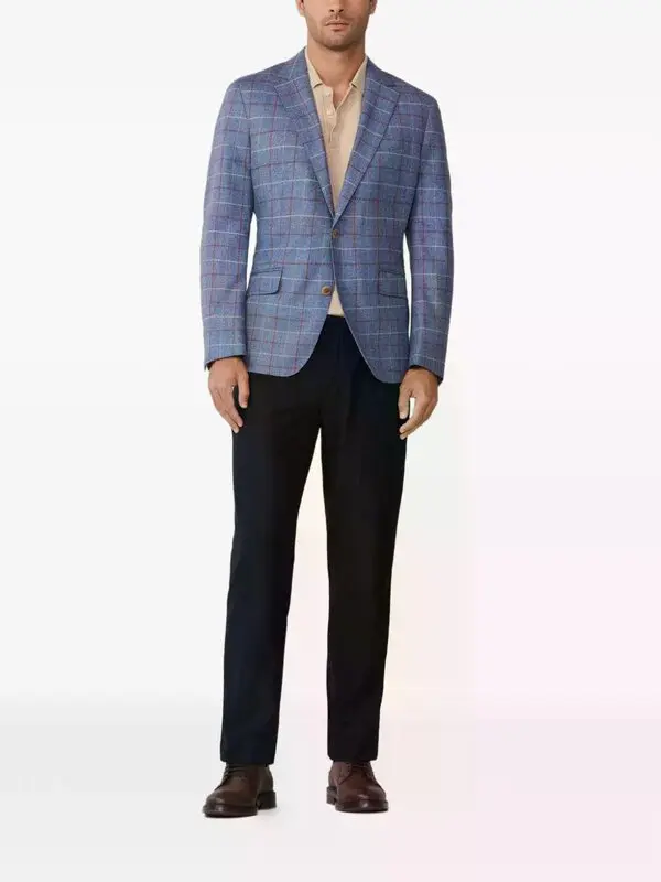 HACKETT  Tattersall-check Single-breasted Silk Blazer