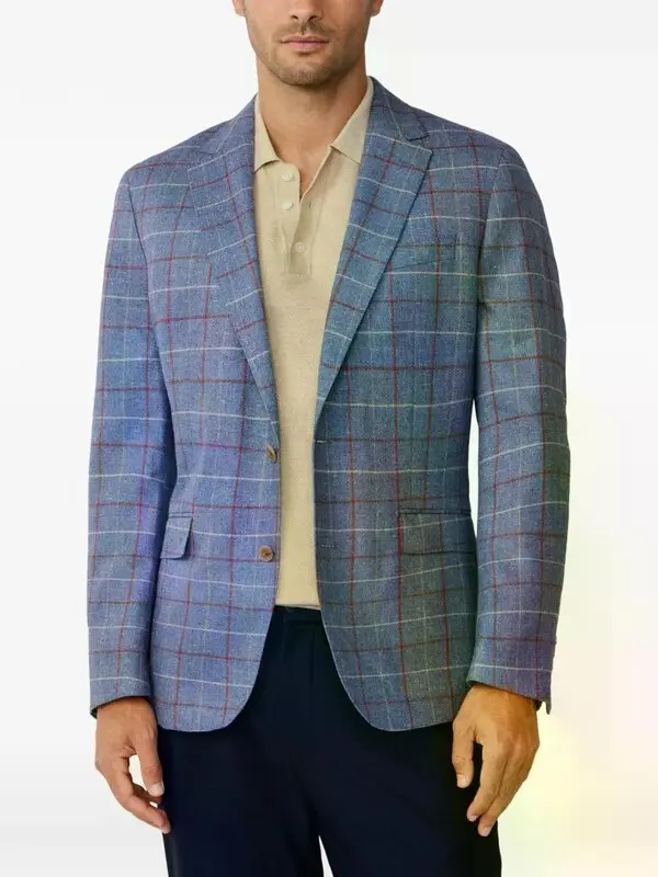 HACKETT  Tattersall-check Single-breasted Silk Blazer