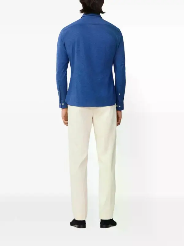 HACKETT  Kent-collar Pique-jersey Shirt - Blue