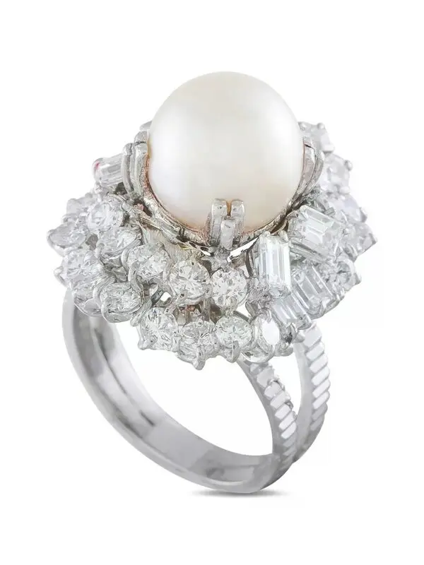 LB EXCLUSIVE Platinum Pearl And Diamond Ring - Silver