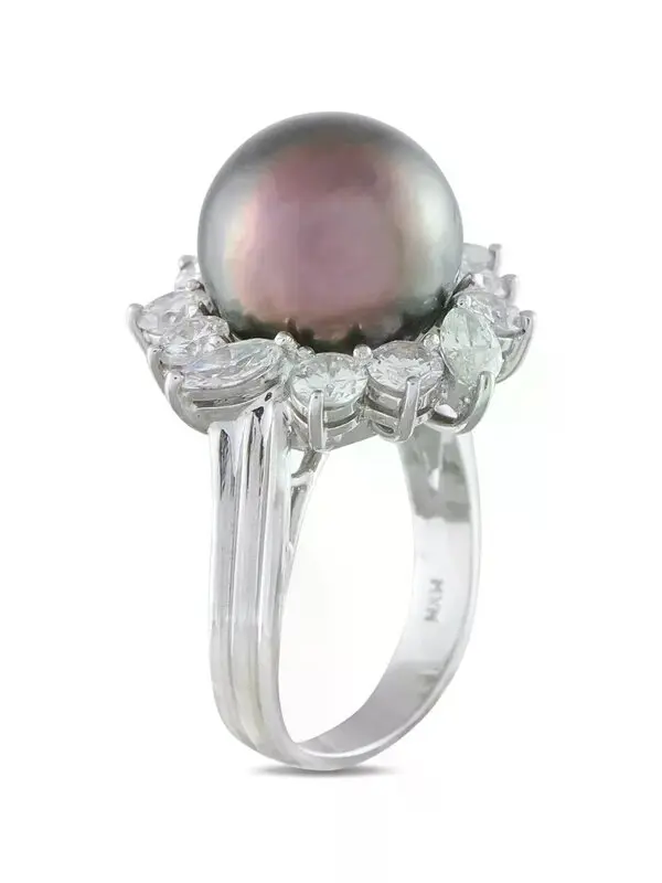 LB EXCLUSIVE Platinum Pearl And Diamond Ring - Silver