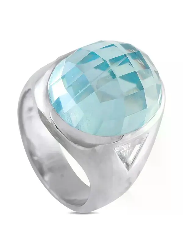 LB EXCLUSIVE 18k White Gold Aquamarine And Diamond Ring - Silver