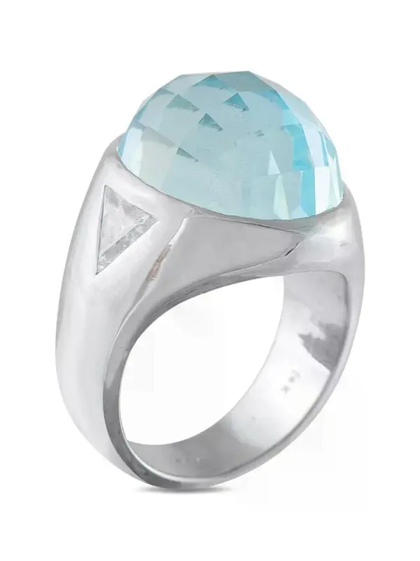 LB EXCLUSIVE 18k White Gold Aquamarine And Diamond Ring