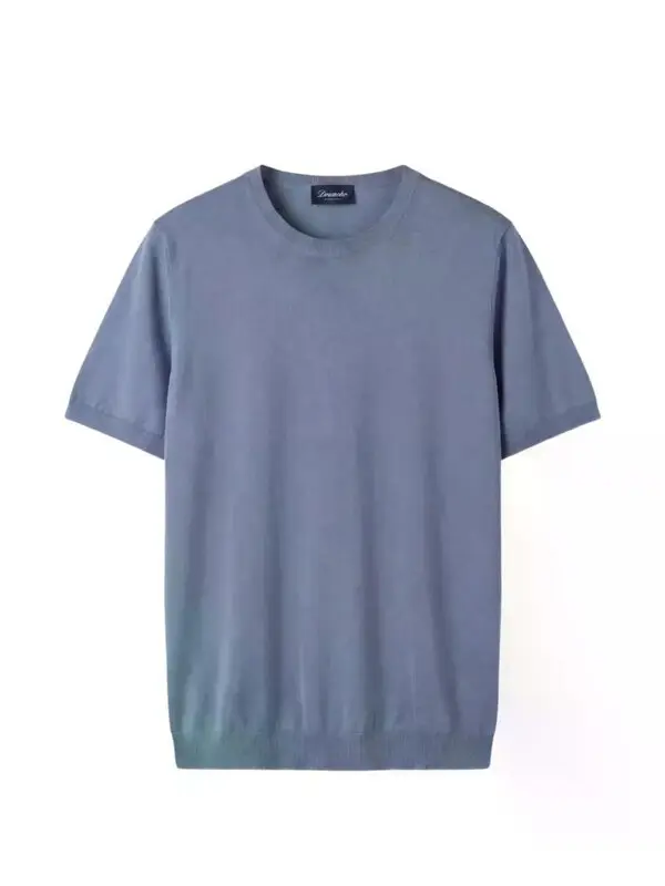 DRUMOHR Fine-knit Short-sleeve T-shirt - Blue