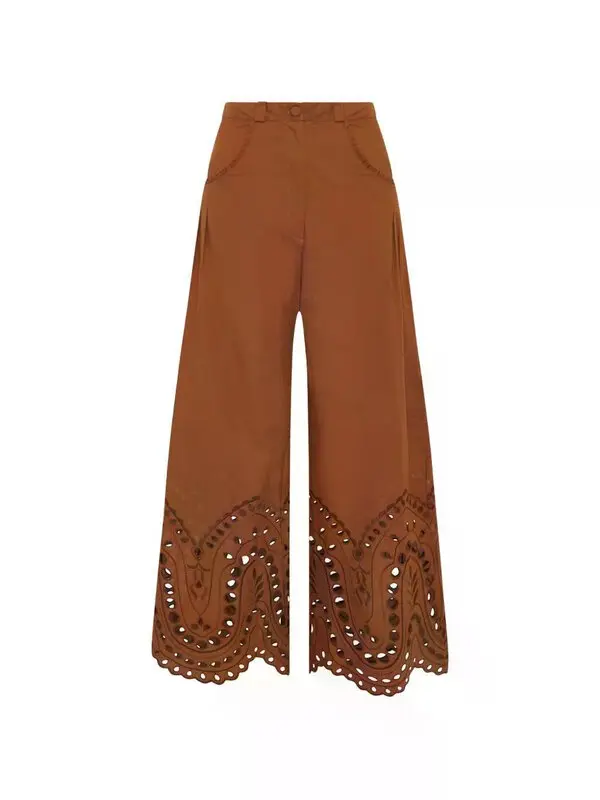 Charo Ruiz Ibiza Ray Broderie-anglaise Palazzo Pants - Brown