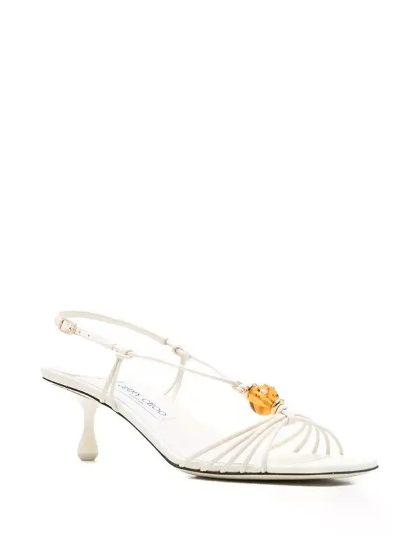 JIMMY CHOO Lova Bead-embellished Slingback Sandals - White