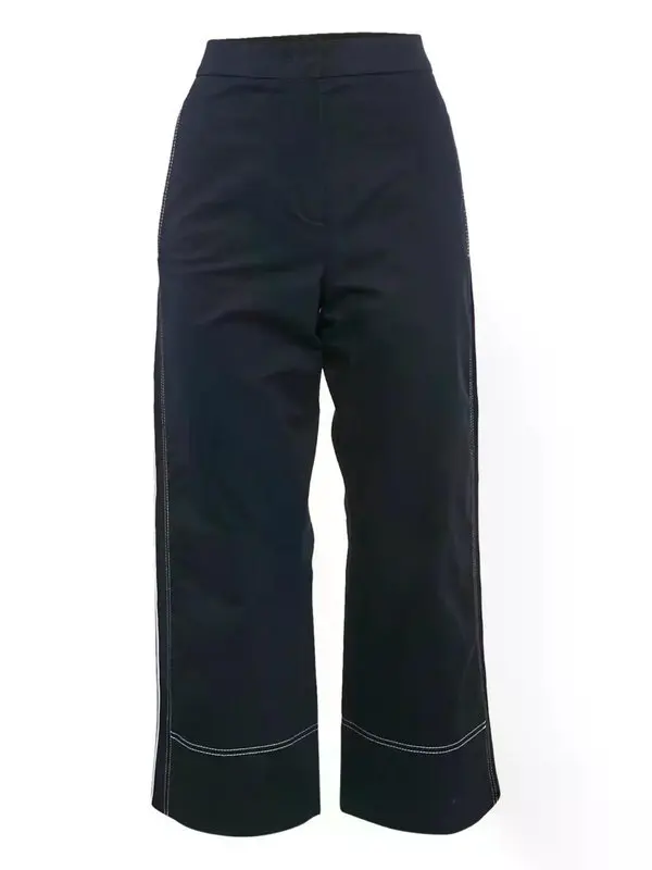 Sportmax Navy Cotton Trousers With White Stitching - Blue