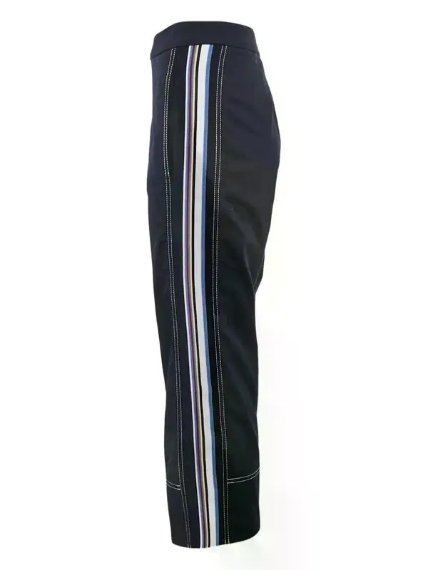 Sportmax Navy Cotton Trousers With White Stitching