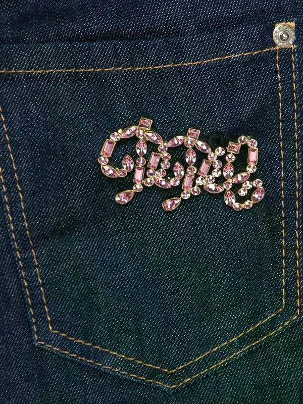 Dsquared2 Indigo Crystal Embellished Zip Detail Jeans