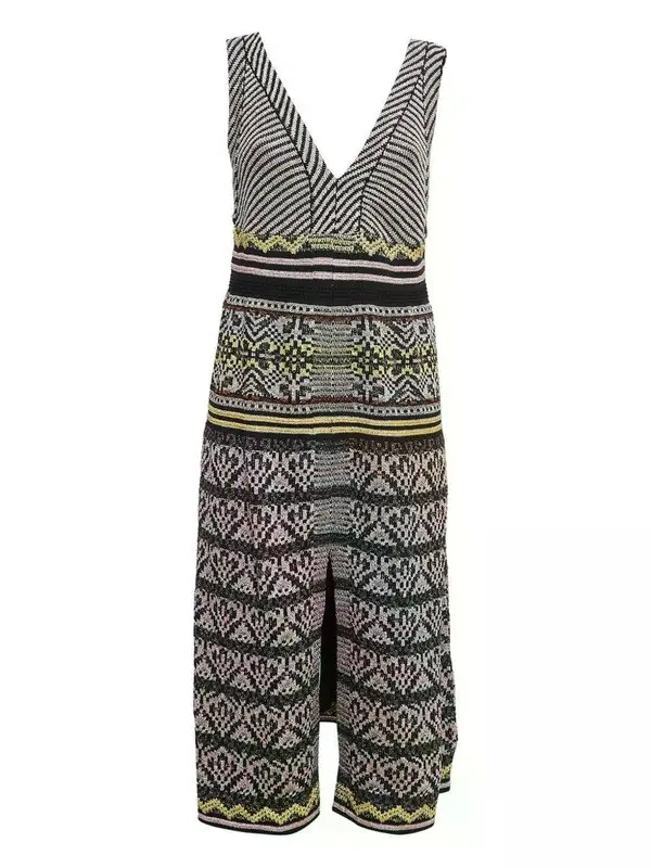 Missoni Patterned Jacquard V-neck Midi Dress - Black