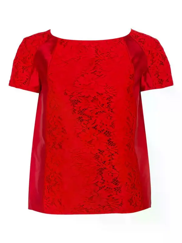 Valentino Garavani Lace-panelled Silk Blouse - Red