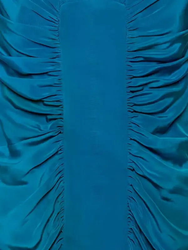 Elie Saab Ruched V-neck Silk Dress