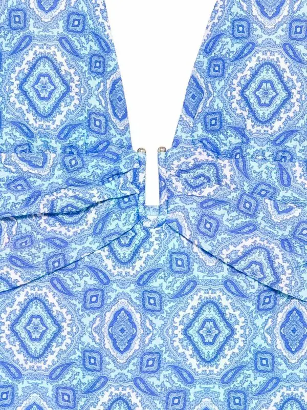 Heidi Klein Paisley Print Halterneck Swimsuit - Blue