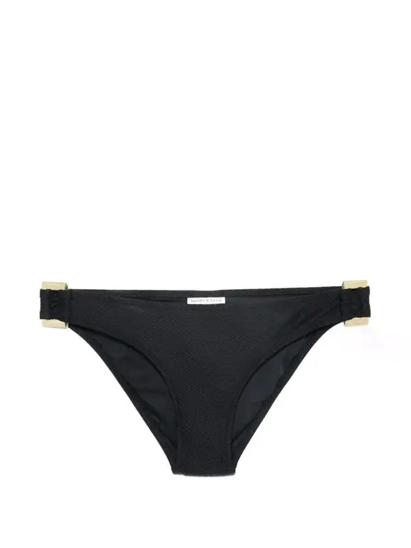Heidi Klein Textured Bikini Bottoms With Gold-tone Hardware - Black